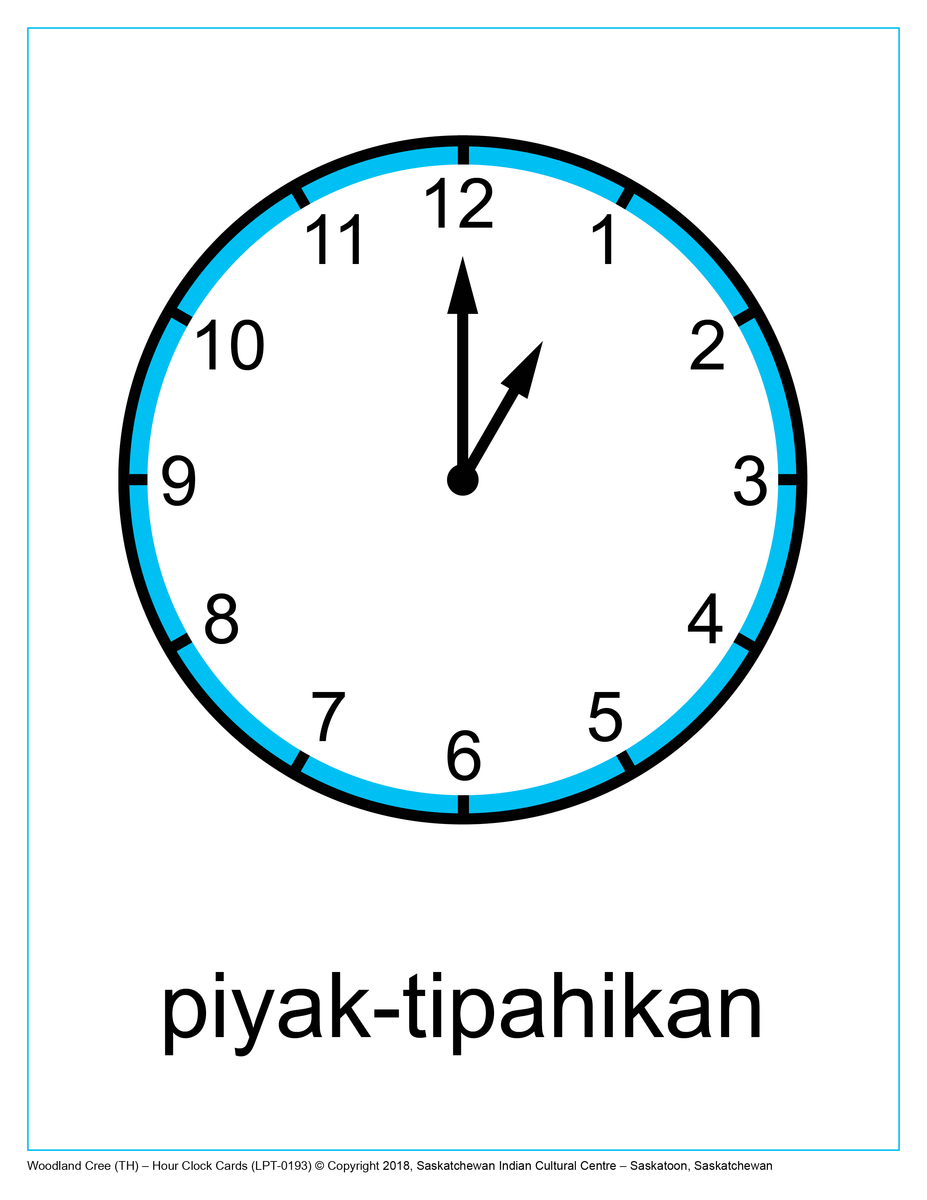 Hour Clock Cards (Woodland Cree TH) – SICC Online Retail Store